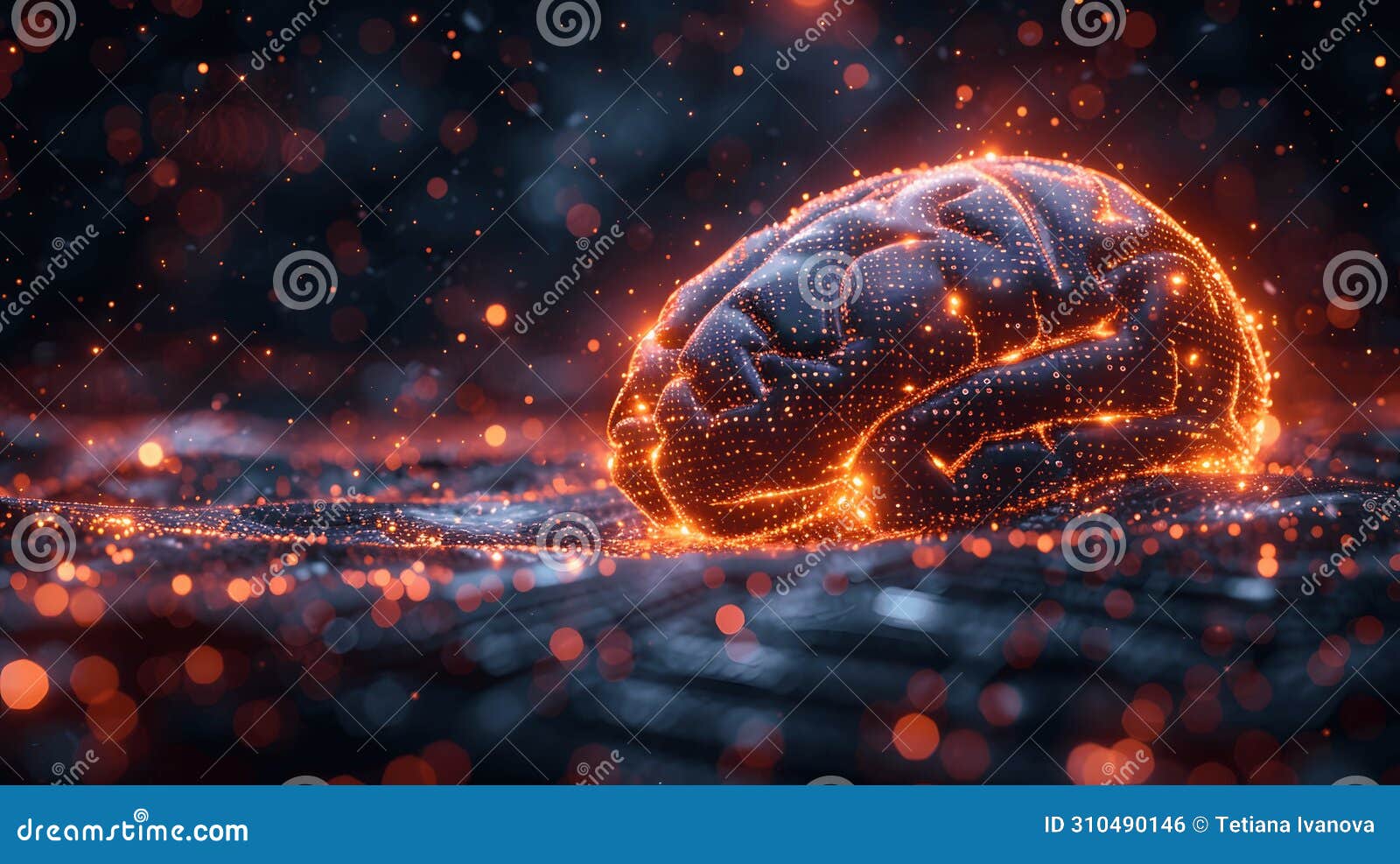 Neural AI Design, Binary Brain Texture. Stock Illustration ...