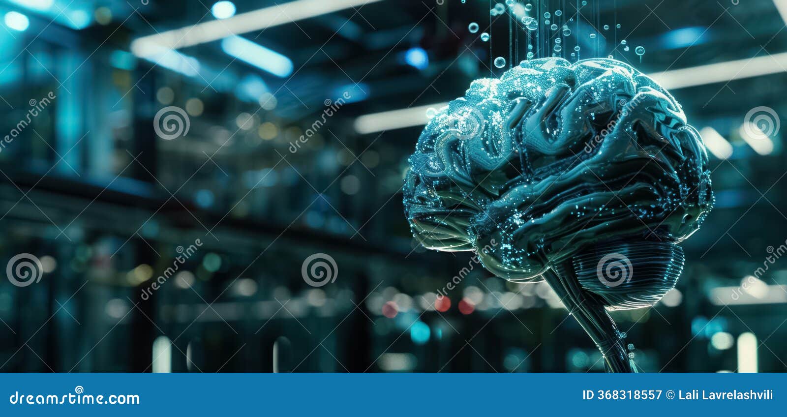 Neural Artificial Intelligence Brain In Factory Lab For Futuristic ...