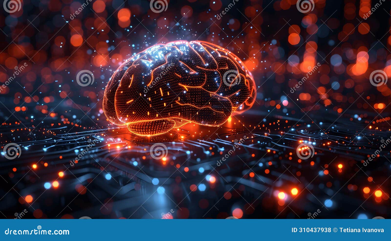 Neural Binary Constellation, AI Brain Galaxy. Stock Illustration ...