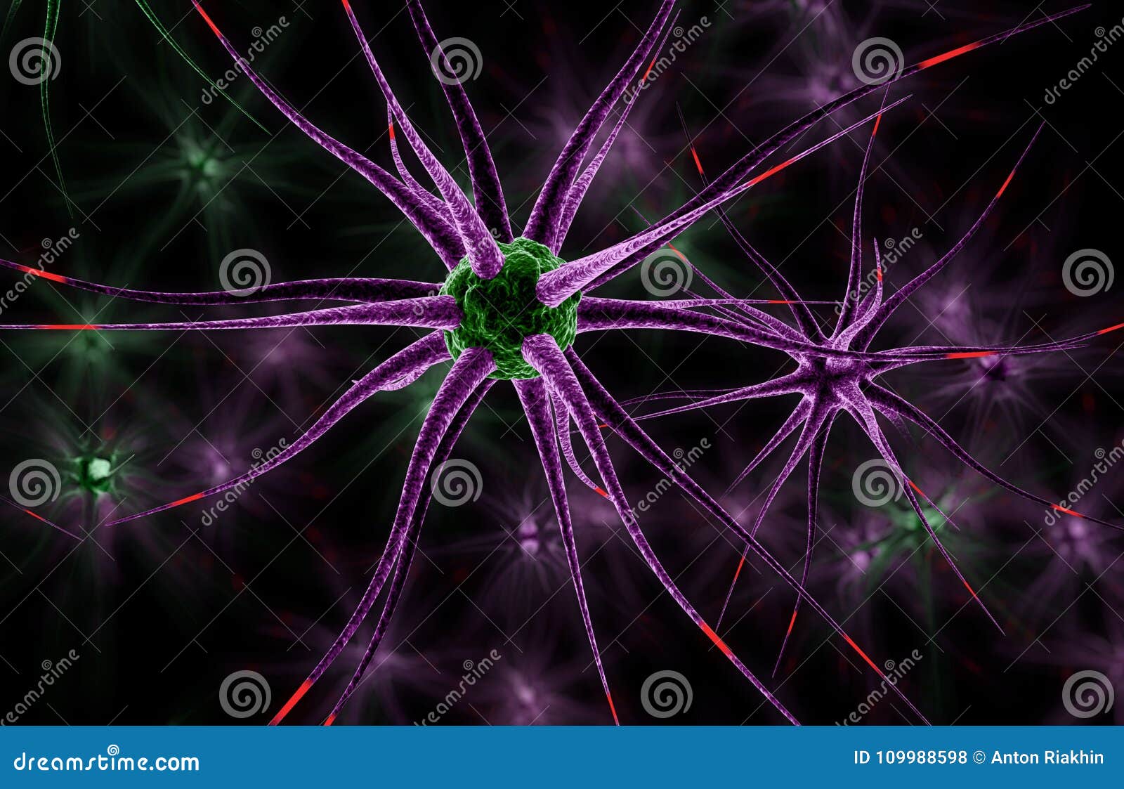 Neural Cell, Cell, Living Organism, Neuron, 3d Render Stock ...