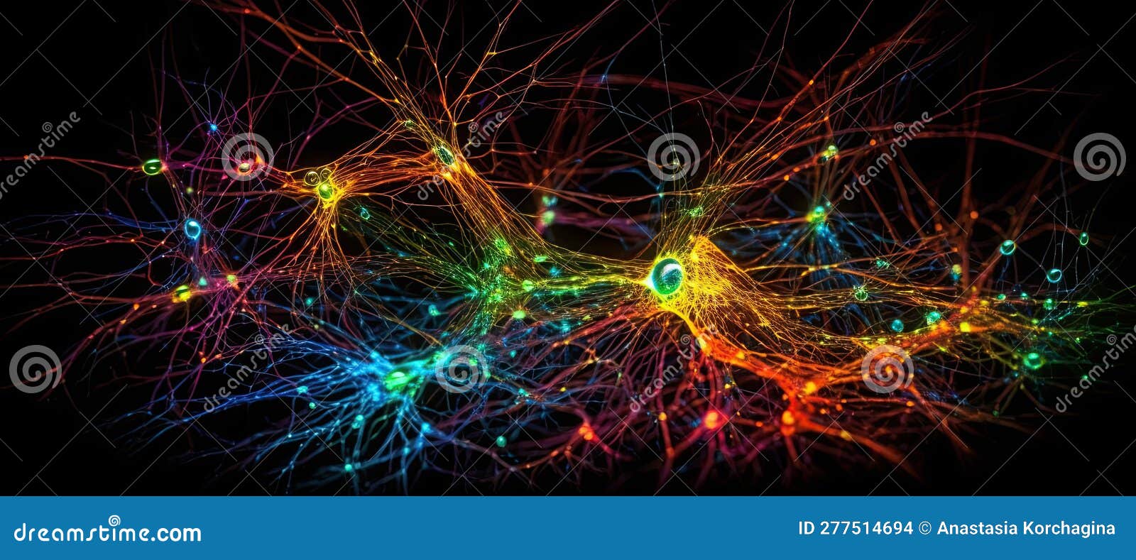 Neural Cells with a Light Pulse on a Dark Background. Generative AI ...