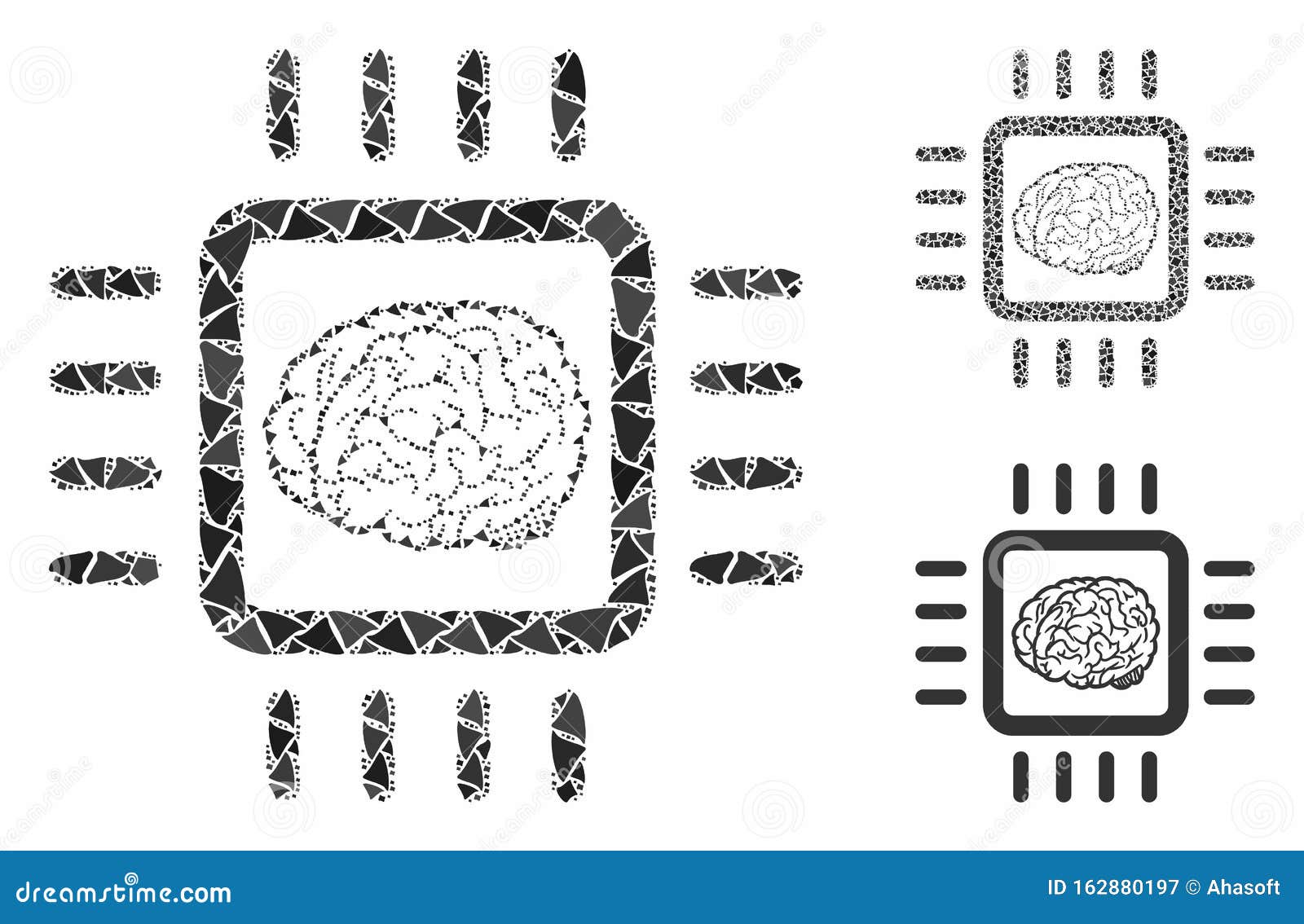 Neural Chip Composition Icon of Rugged Items Stock Illustration ...