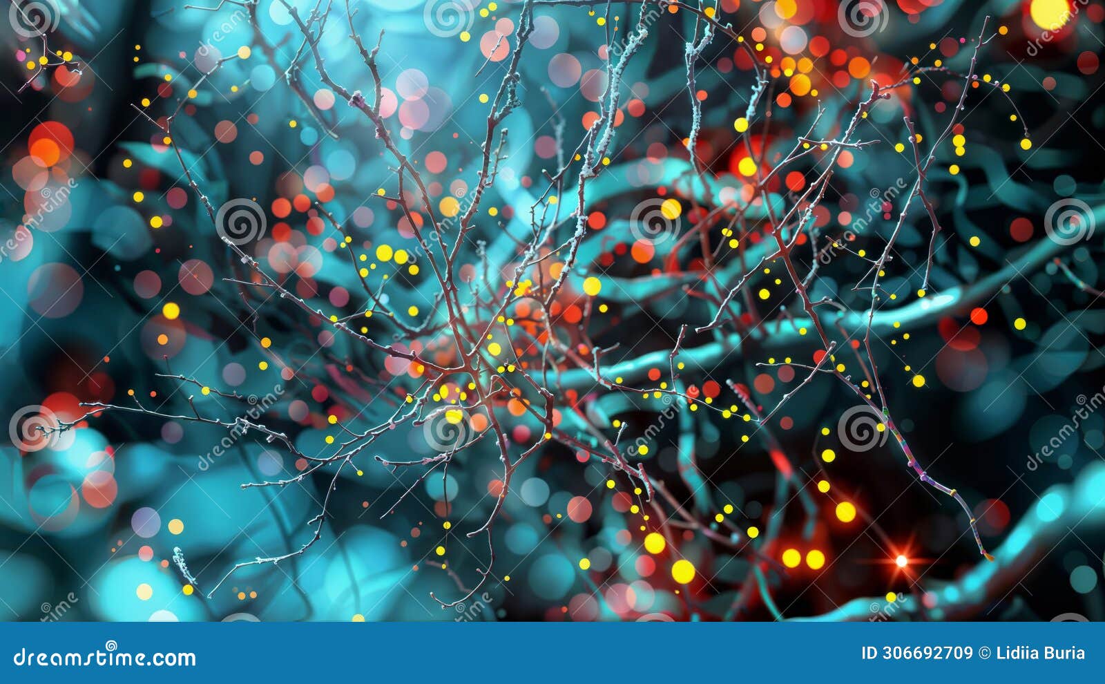 Neural Constellation: Network of Light in Blue & Orange, Generative Ai ...