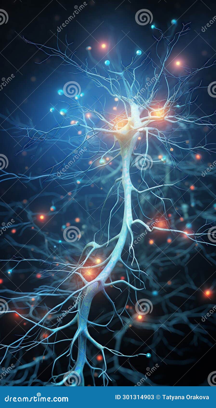 Neural Connections of the Brain. Vertical Abstract Background Stock ...