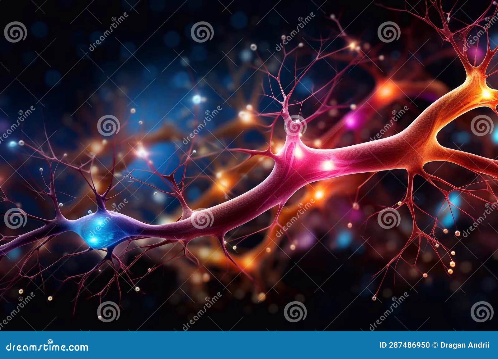 Neural Connections in the Human Brain. Connection of Neurons Stock ...