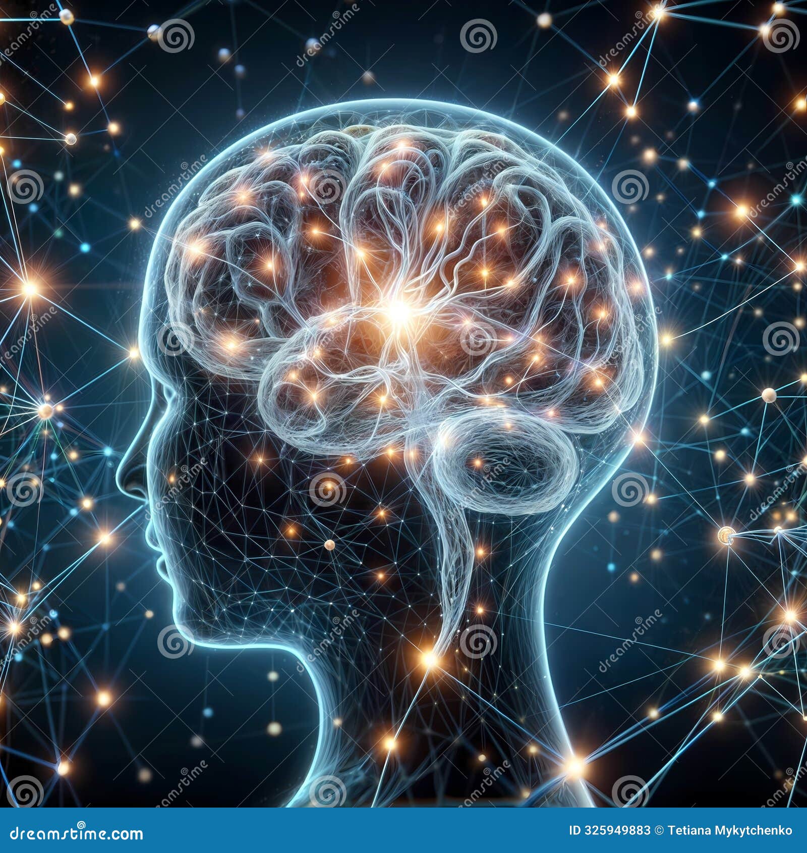 Neural Connections in the Human Brain Stock Illustration - Illustration ...