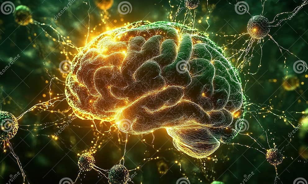 Neural Connections Illuminated in Vibrant Colors Showcasing Brain ...