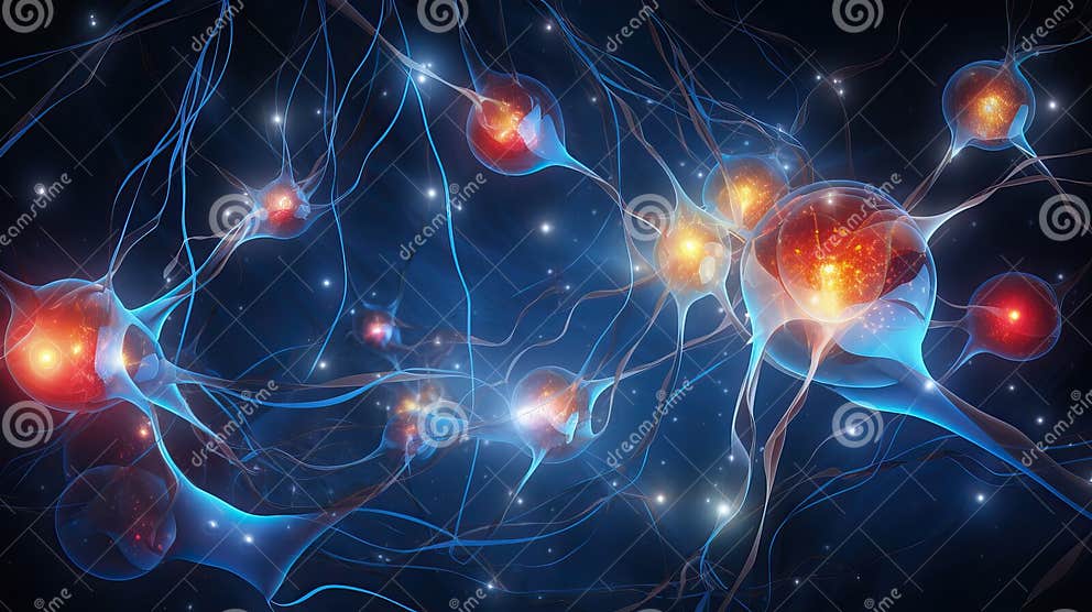 Neural Connectivity Close-Up of Neurons and Electrical Synapses Stock ...