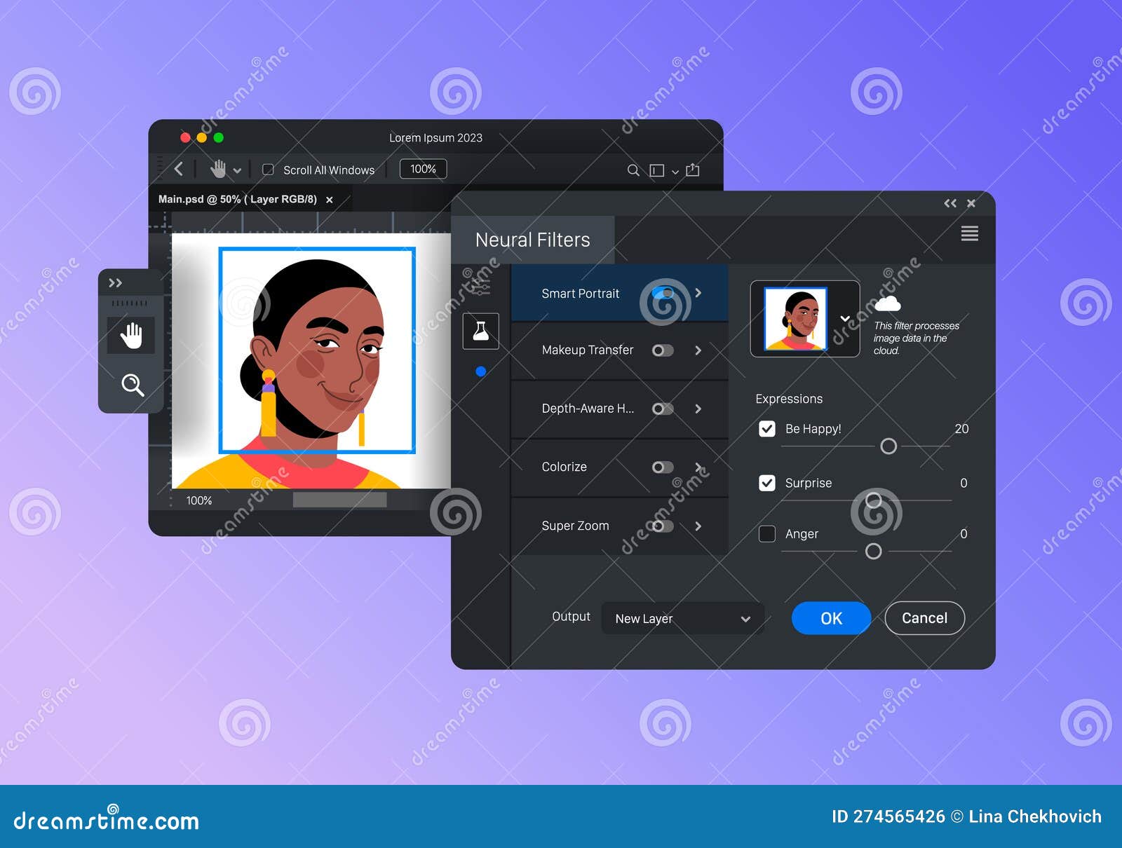 Neural Filters in Raster Graphics Editor. Toolbar. Software for ...