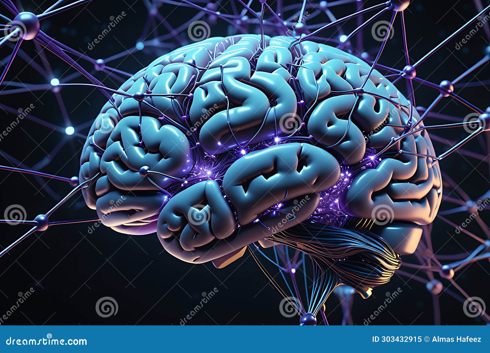 Neural Illumination: Human Brain Illuminated from within, Showcasing a ...