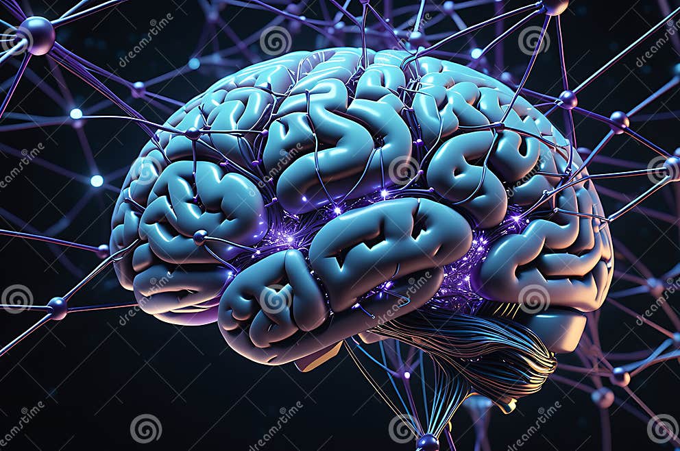 Neural Illumination: Human Brain Illuminated from within, Showcasing a ...