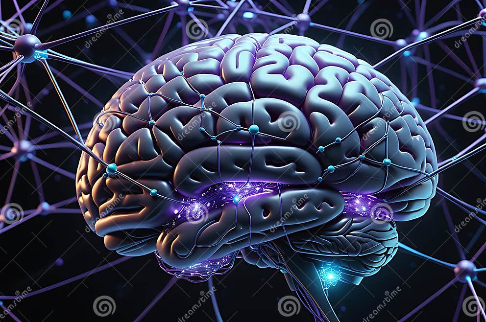 Neural Illumination: Human Brain Illuminated from within, Showcasing a ...