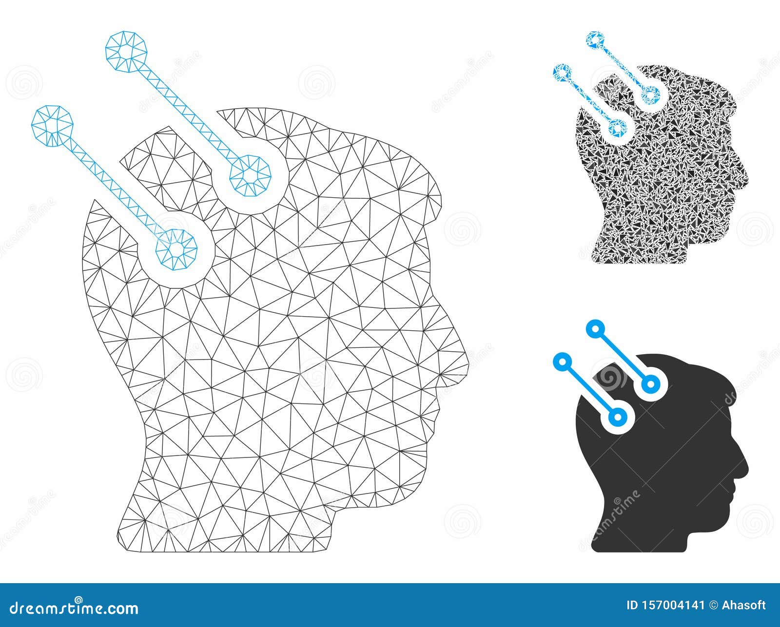 Neural Interface Connectors Vector Mesh 2D Model and Triangle Mosaic ...