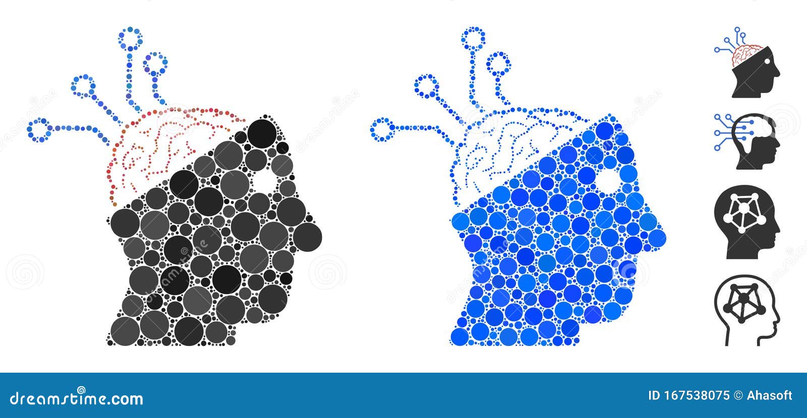 Neural Interface Links Mosaic Icon of Circle Dots Stock Illustration ...