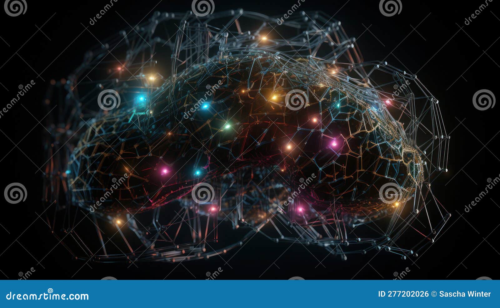 Neural Machine Learning in Action. Generative AI Stock Illustration ...