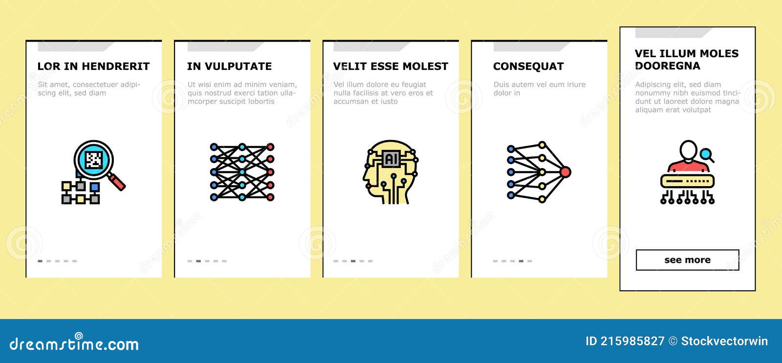 Neural Network and Ai Onboarding Icons Set Vector Stock Vector - Illustration of network ...