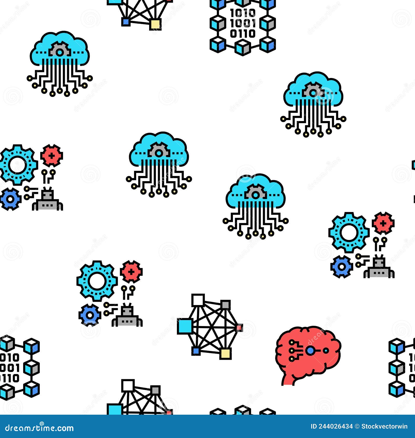 Neural Network and Ai Vector Seamless Pattern Stock Vector ...