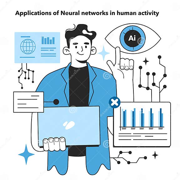 Neural Network Application in Human Activity. Self-learning Computing Stock Vector ...