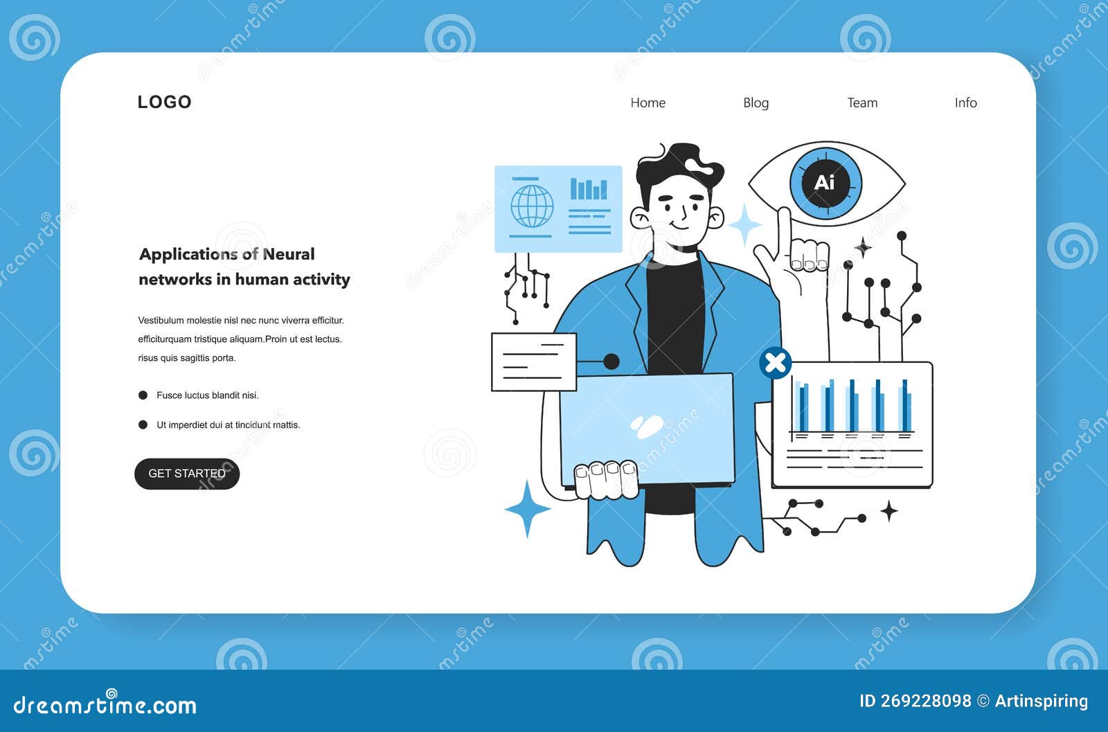 Neural Network Application in Human Activity. Self-learning Computing Stock Vector ...