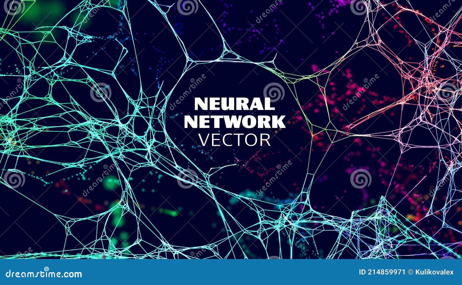 Neural Network Artificial Intelligence Vector Background. Machine Network Neurons. Blockchain ...