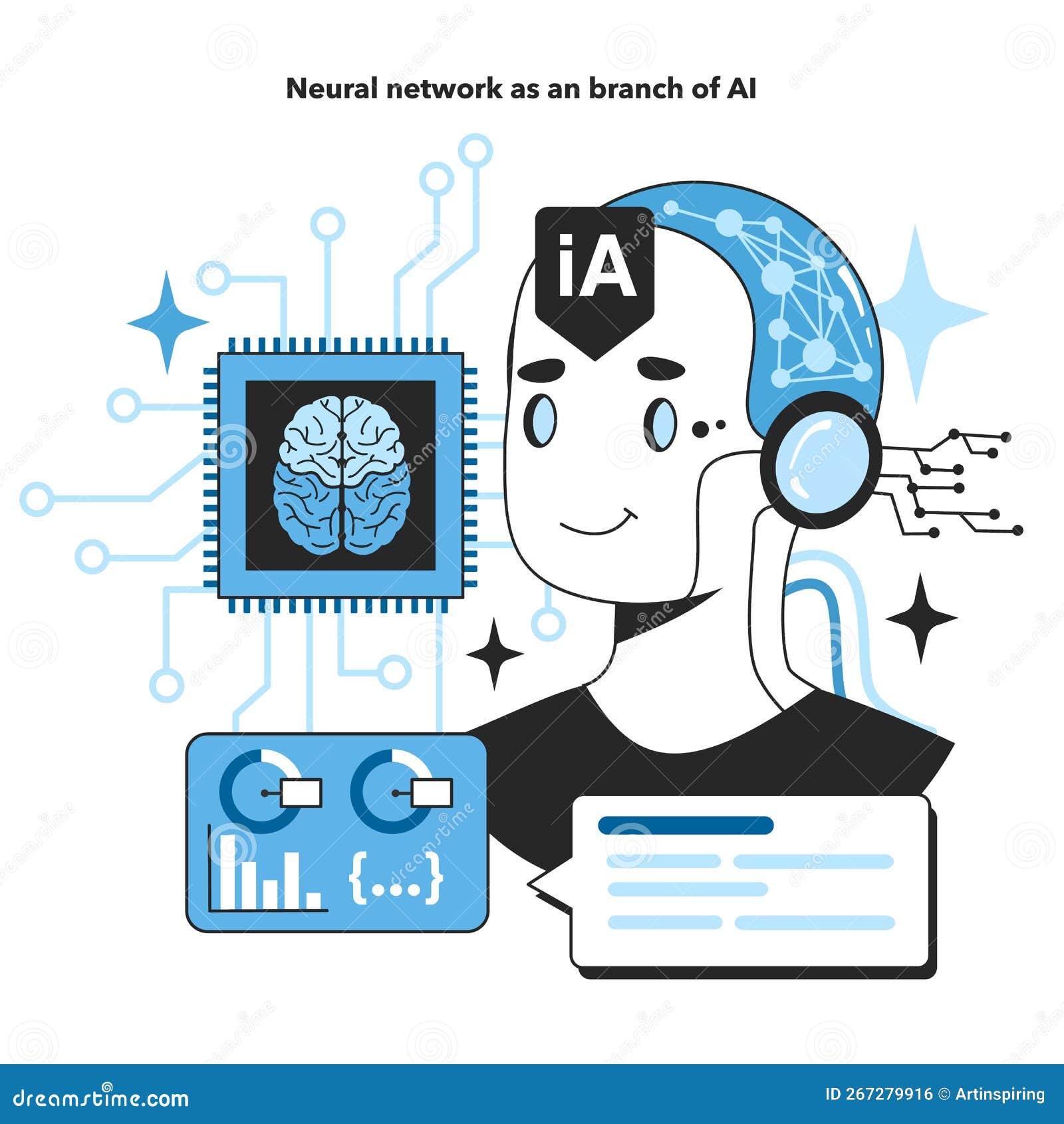 Neural Network As an Branch of AI. Self-learning Computing System Stock Vector - Illustration of ...