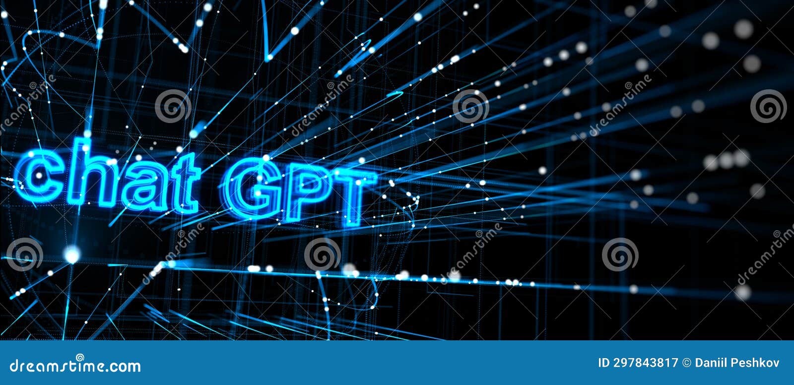 Neural Network Background with Chat GPT Text, Concept of AI and Machine ...