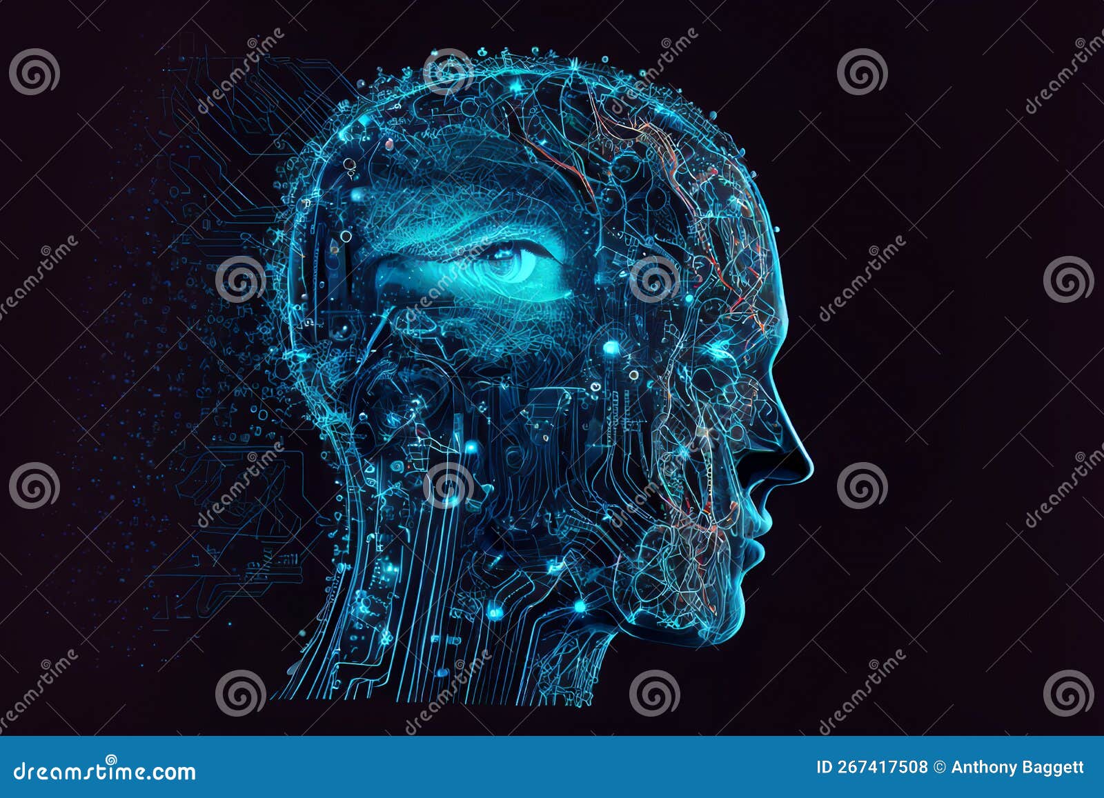 Neural Network of Big Data and Artificial Intelligence Circuit Board in ...