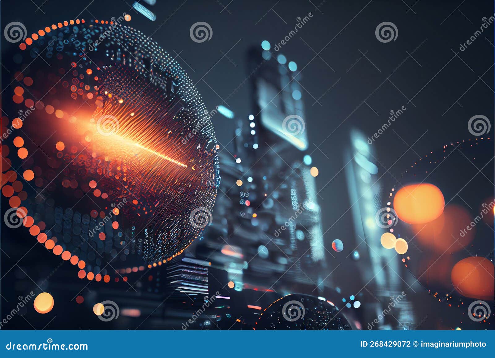 Neural Network Big Data and Cybersecurity. Data Stream. Global Database and Artificial ...