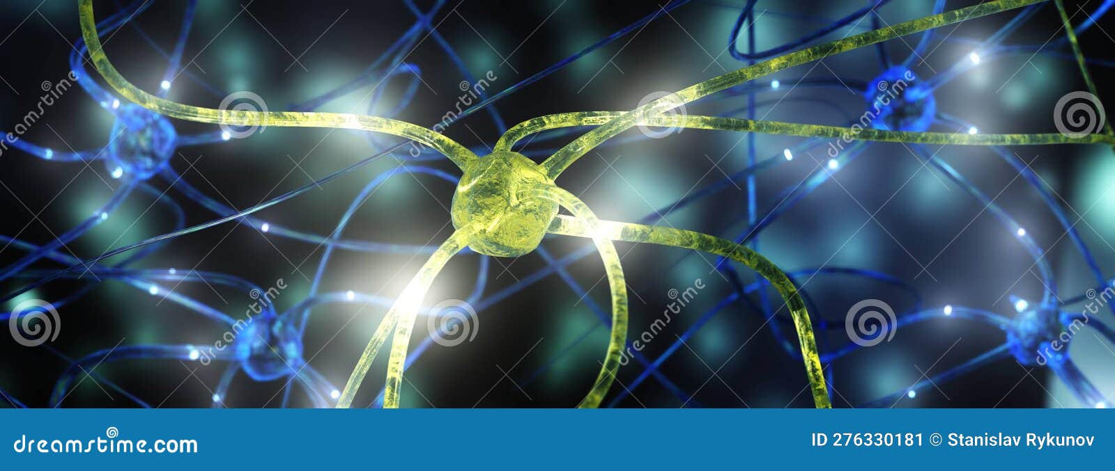Neural Network of the Brain, Neuron Close-up Stock Image - Image of ...