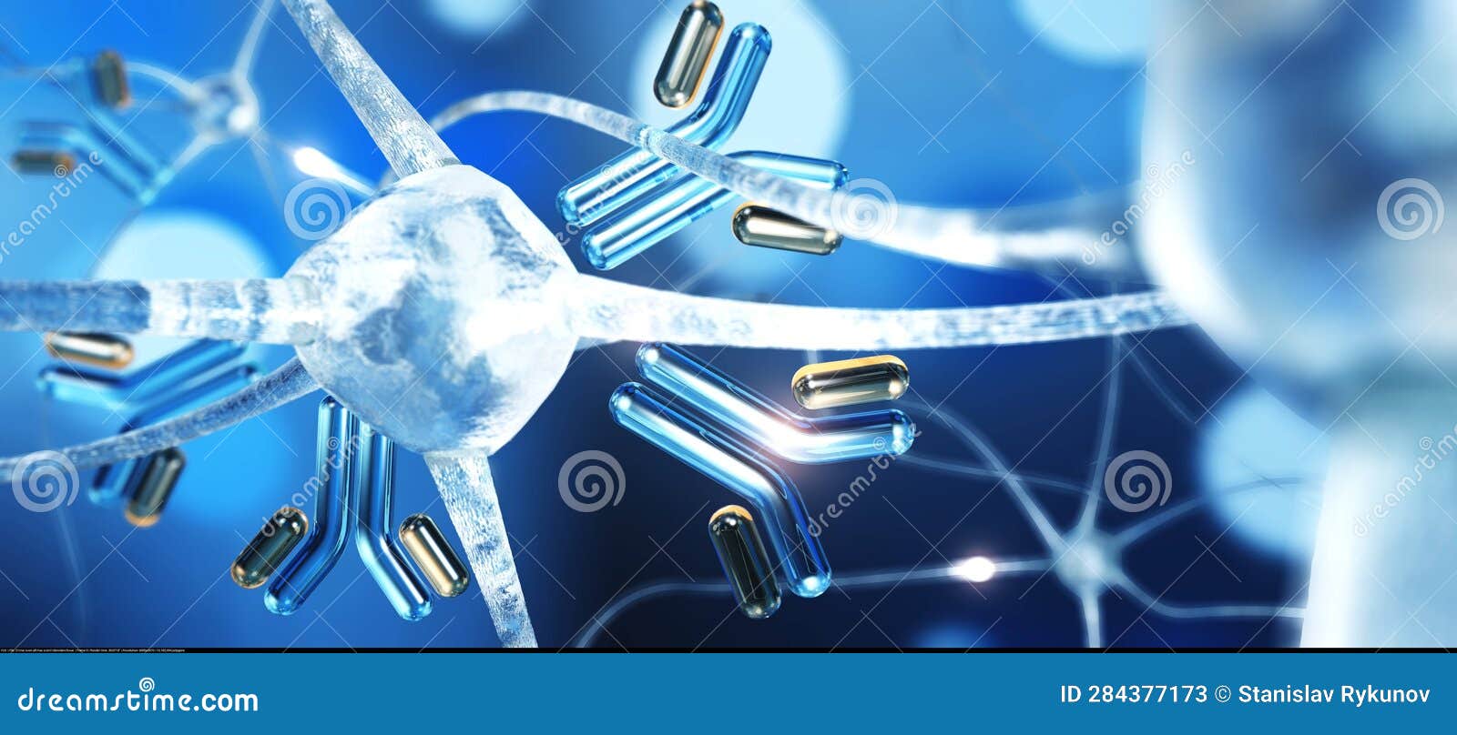 Neural Network of the Brain, Neuron Close-up Stock Image - Image of ...