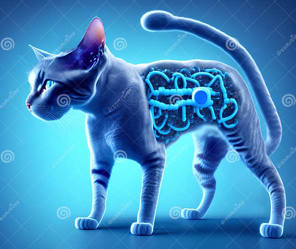 Neural Network of Cat Brain, Generative AI Illustration Stock Photo ...