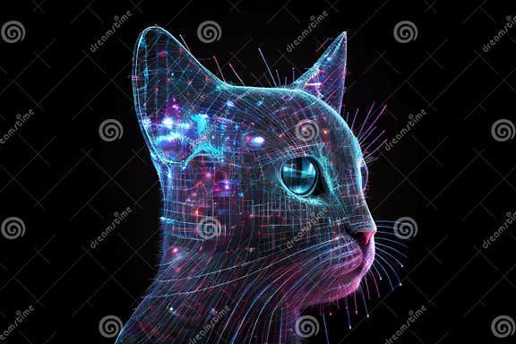 Neural Network of a Cat Brain Stock Illustration - Illustration of ...