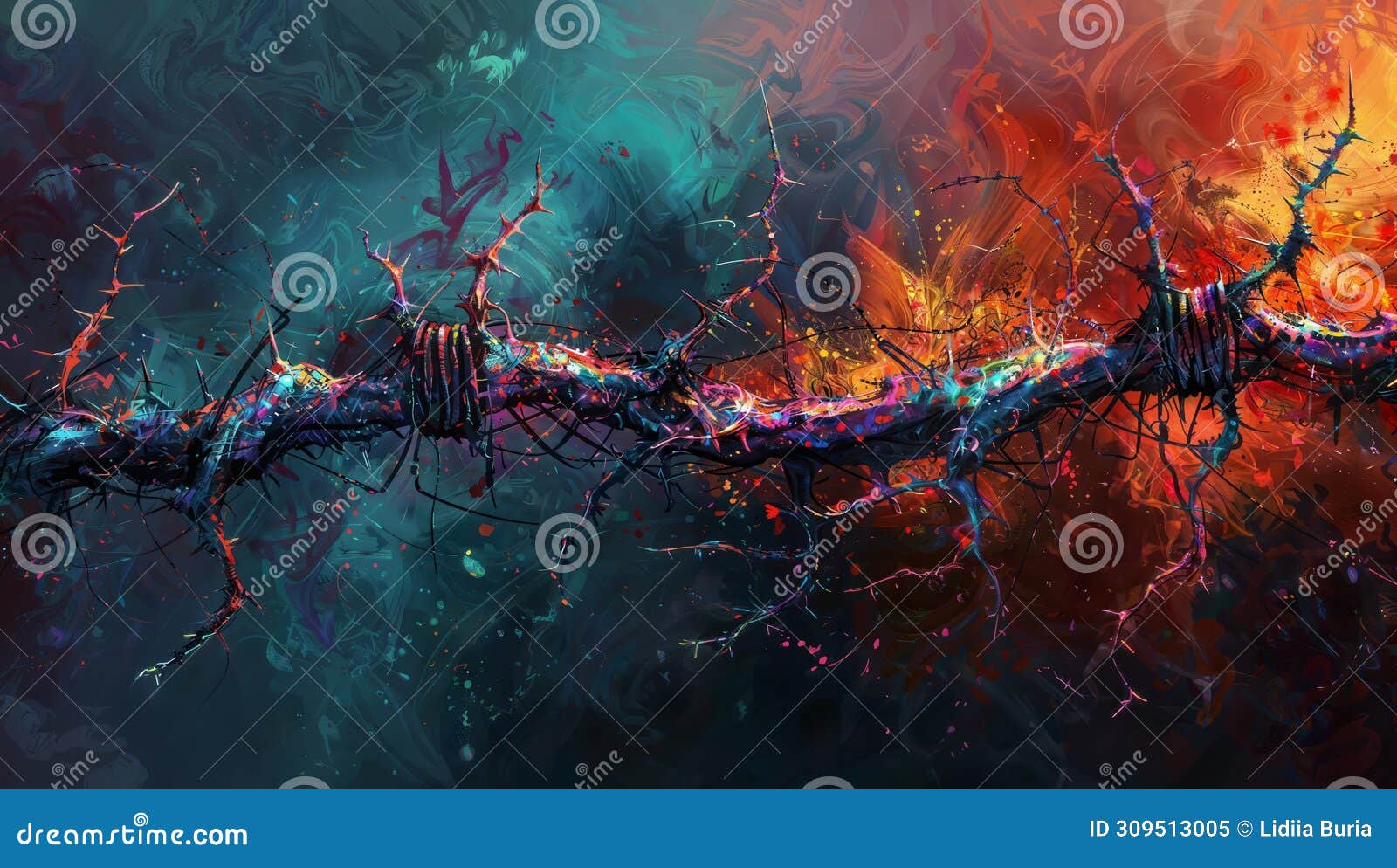 Neuronal Nexus: Surreal Painting of Brain Cells, Generative Ai Stock ...