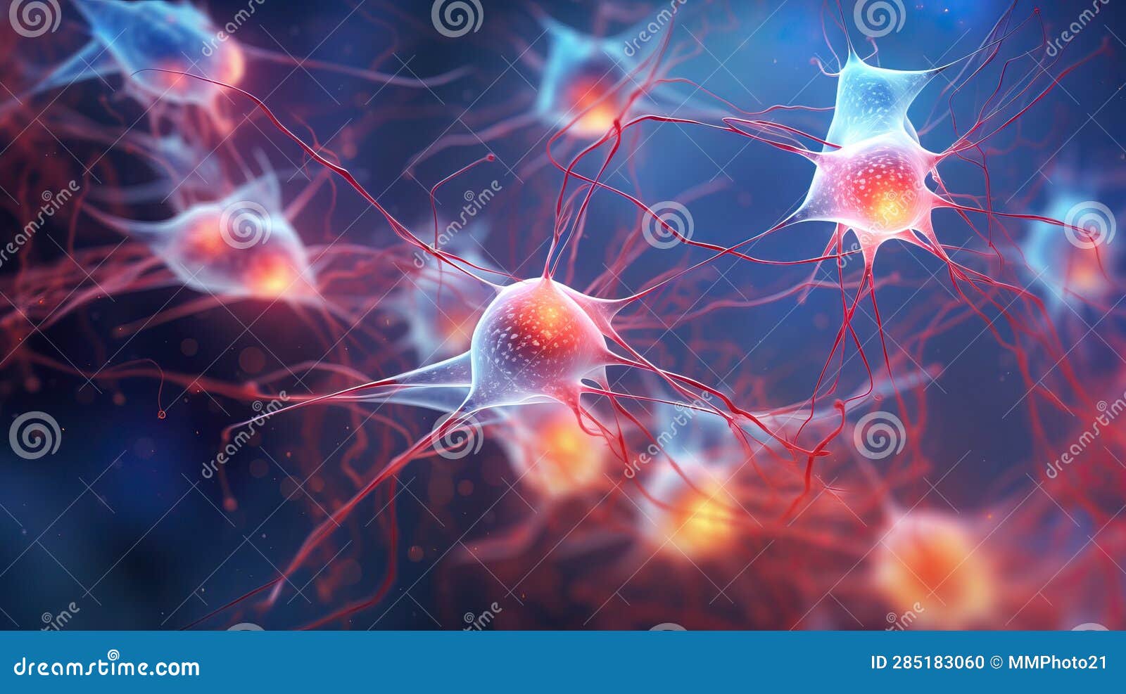 Neural Network Close-Up Of Neuron Glial Cells Stock Photo ...