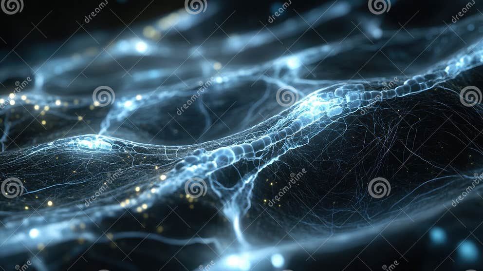 Neural Network Concept Synapse Electrical Activity Visualization Stock