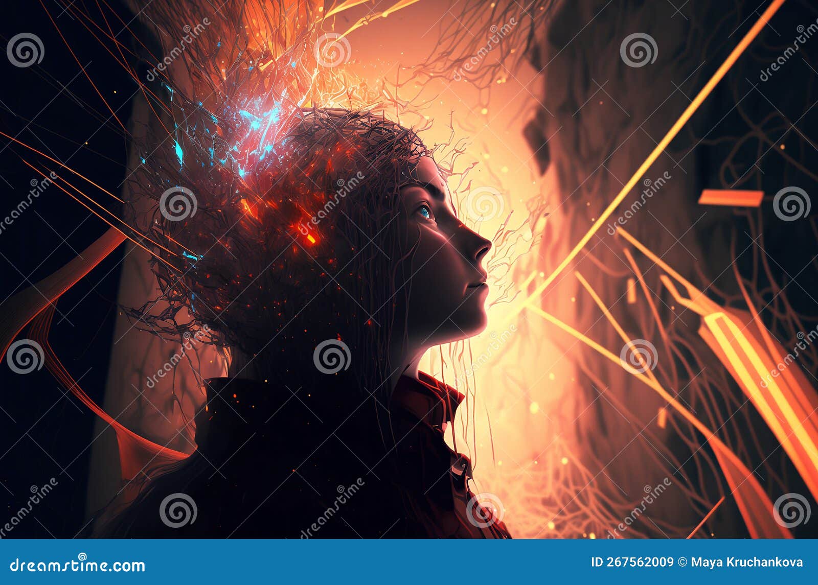 Neural Network Connections in Person Mind Stock Illustration ...