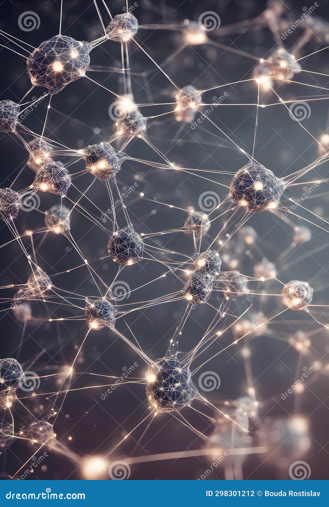 Neural Network 3D Illustration. Big Data and Cyber Security, Many ...