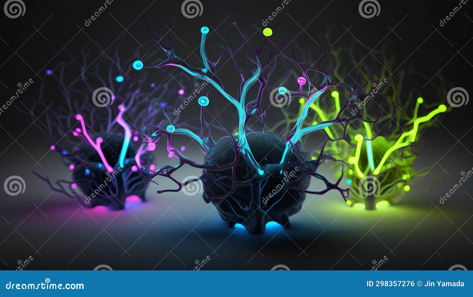 Neural Network. 3d Illustration of Human Brain with Neurons and Nervous ...