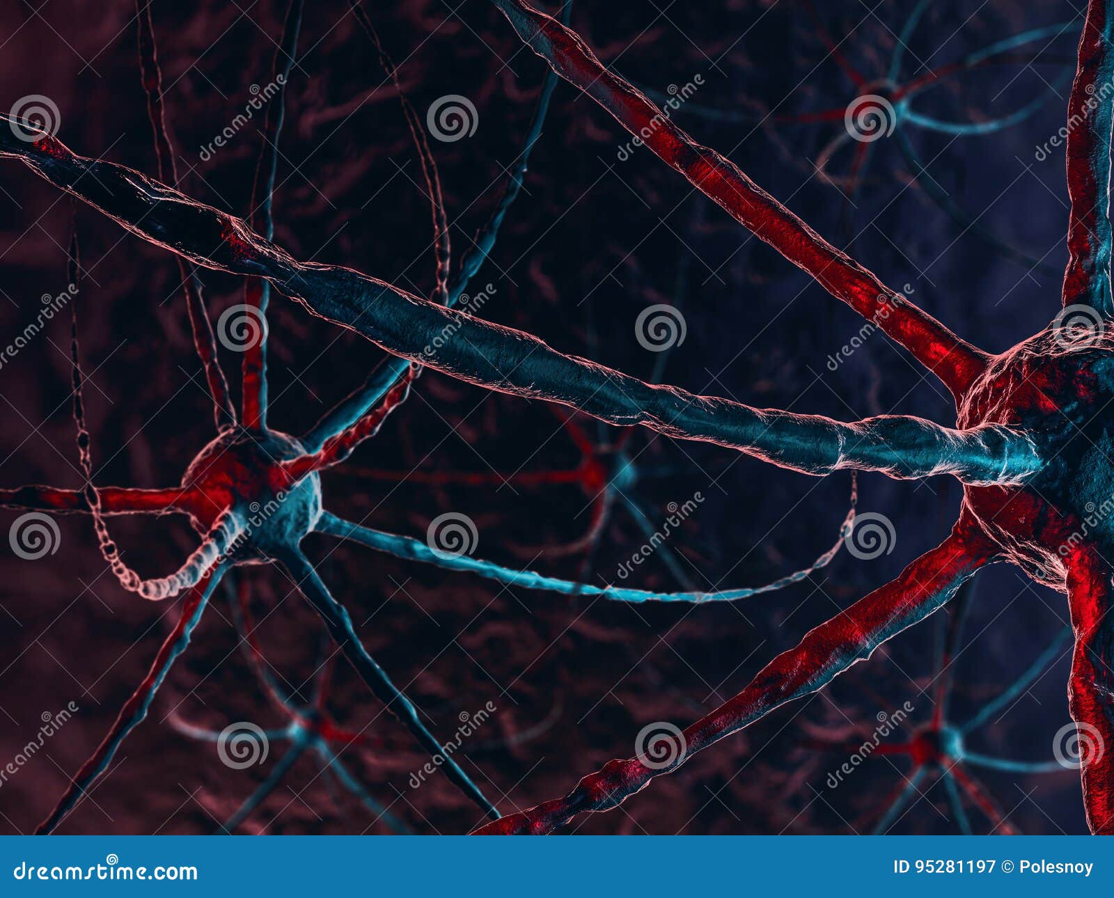 Neural Network on a Dark Blue Background. Stock Illustration ...