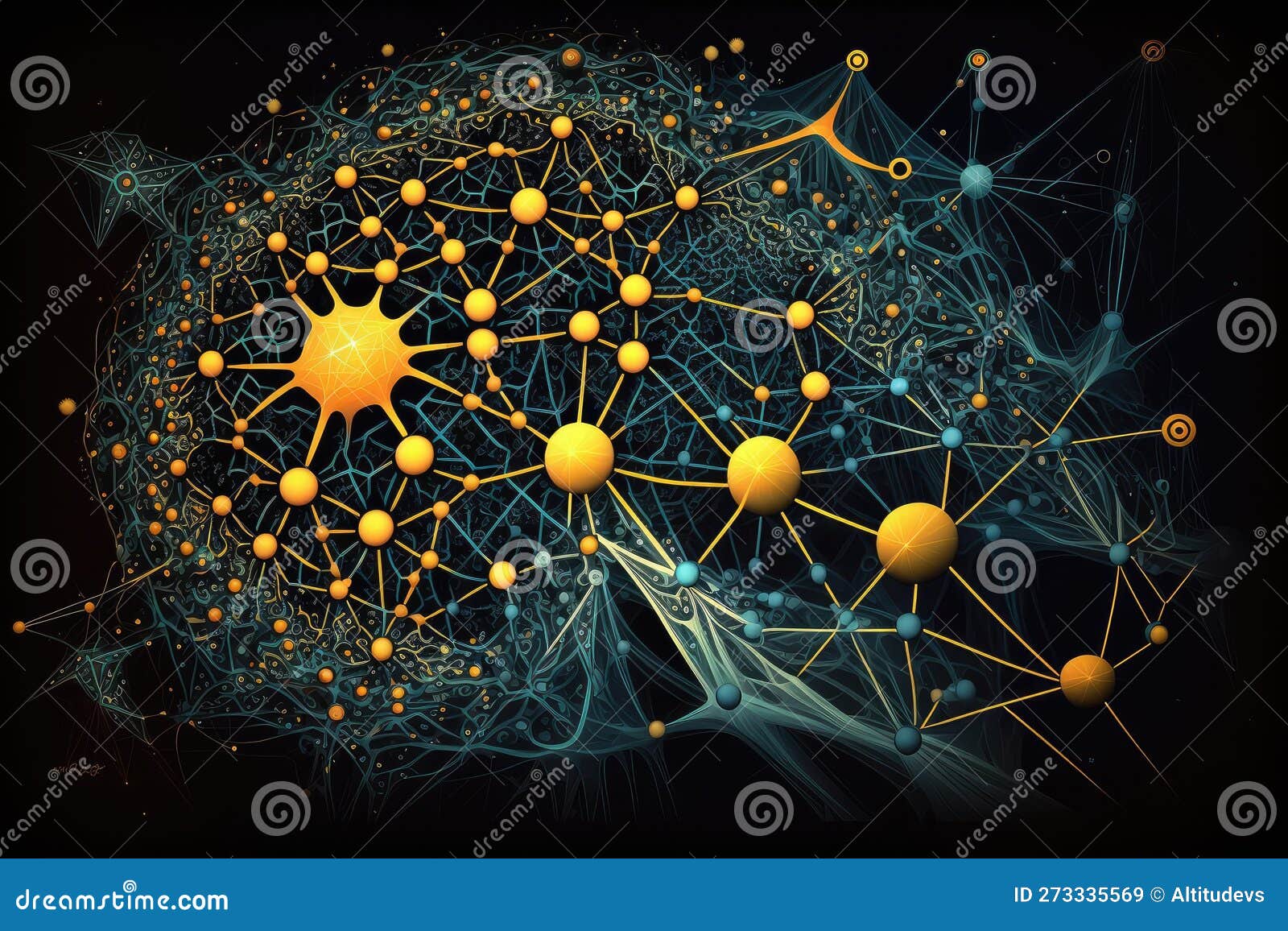 Neural Network With The Data Being Processed And Analyzed By Various Algorithms Stock