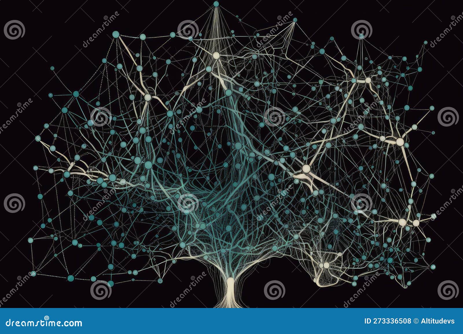 Neural Network With Data Visualized As Series Of Connections And Nodes Stock Illustration