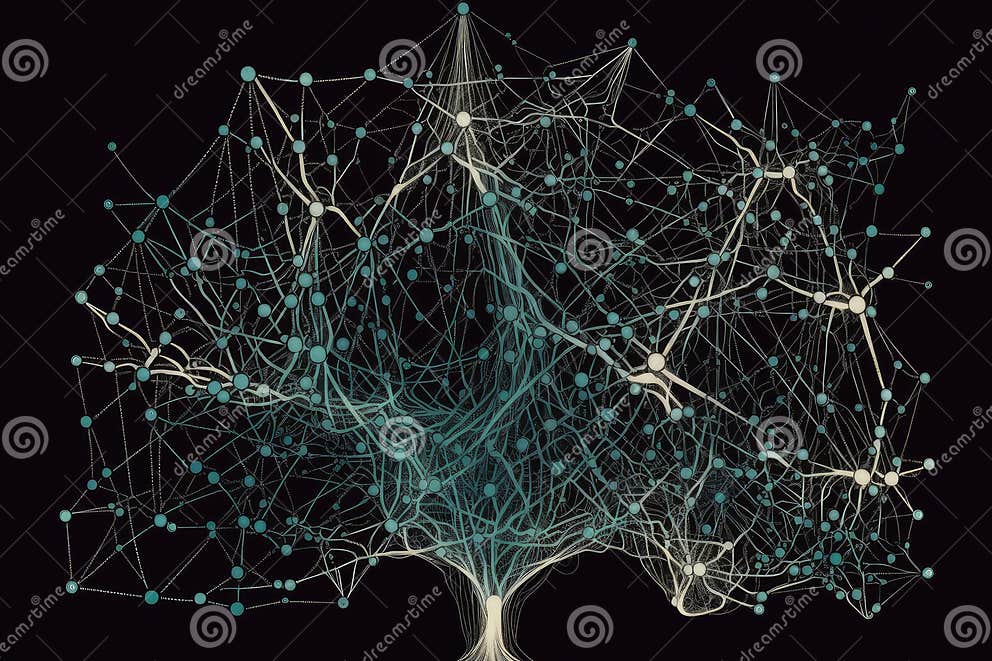 Neural Network, with Data Visualized As Series of Connections and Nodes ...
