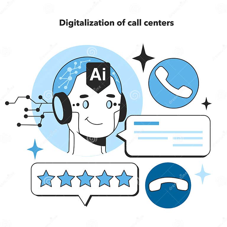 Neural Network Development Trend in Digitalization of Call Centers. Stock Illustration ...