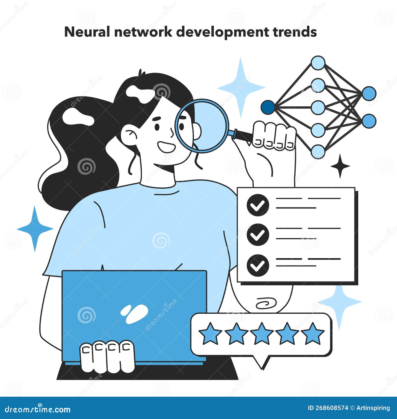 Neural Network Development Trends Self Learning Computing System Stock Illustration