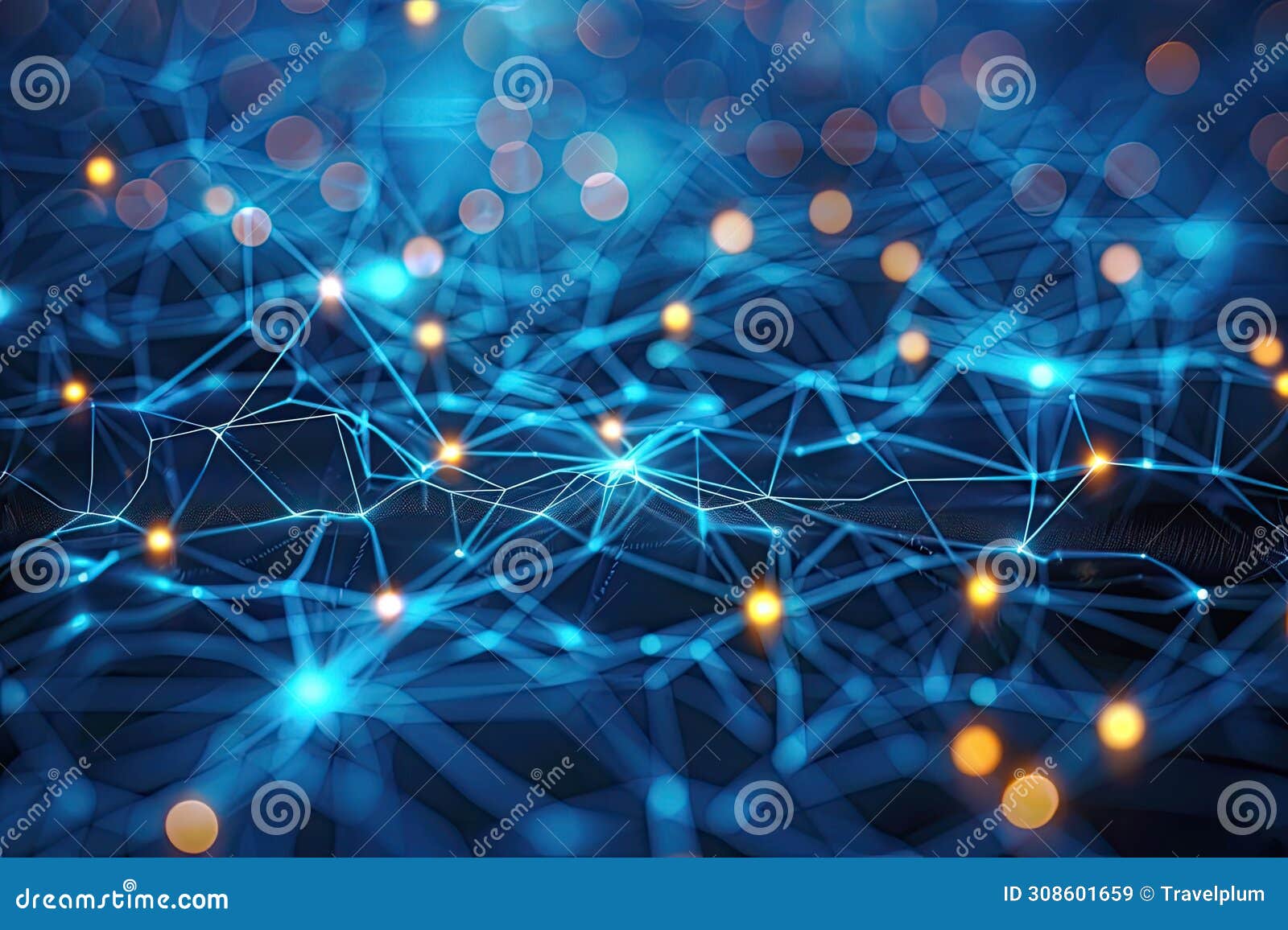 Neural Network with Electrical Activity of Neuron Cells on a Blue ...