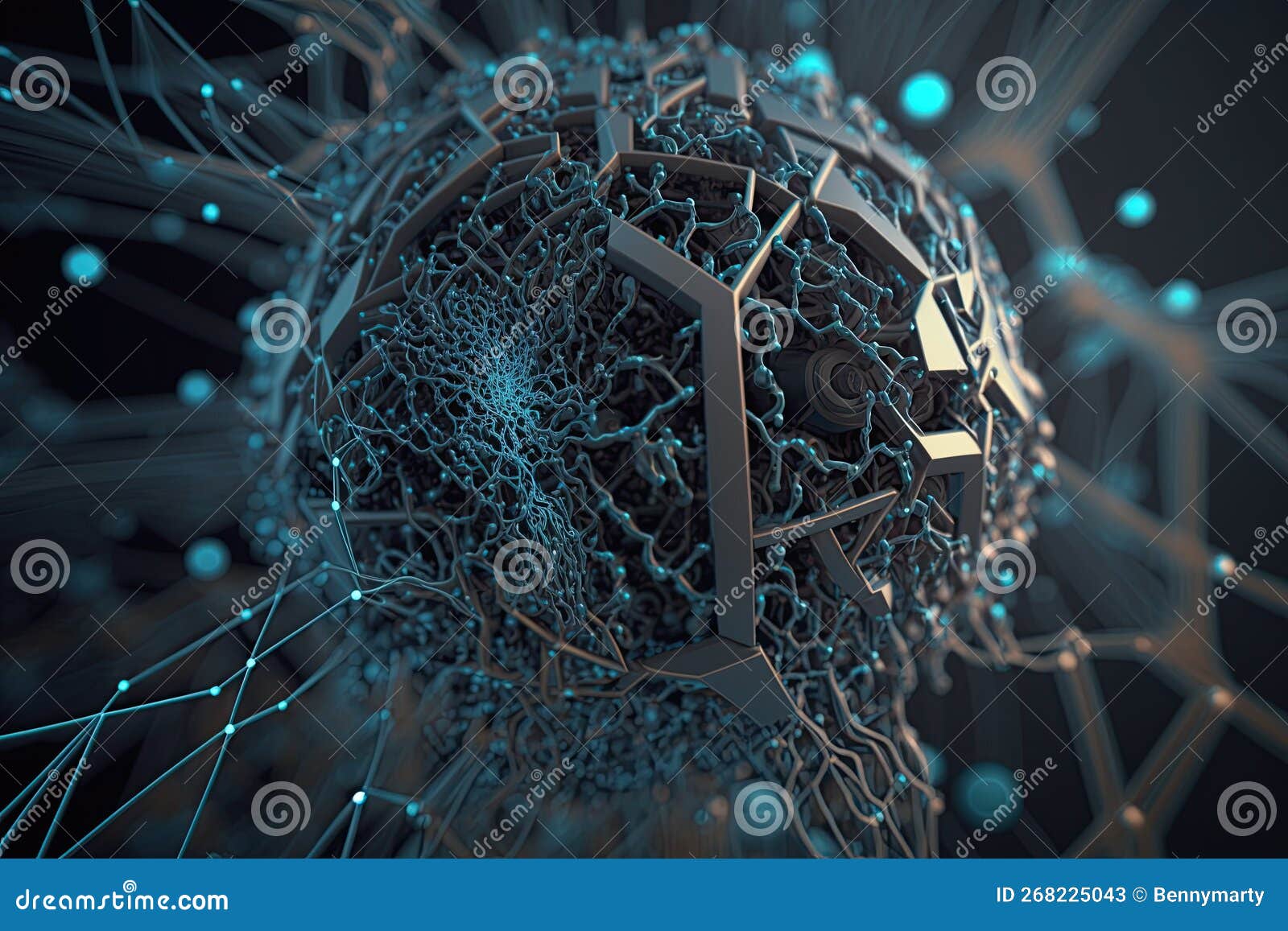 Neural Network of Electronic Brain Stock Illustration - Illustration of ...
