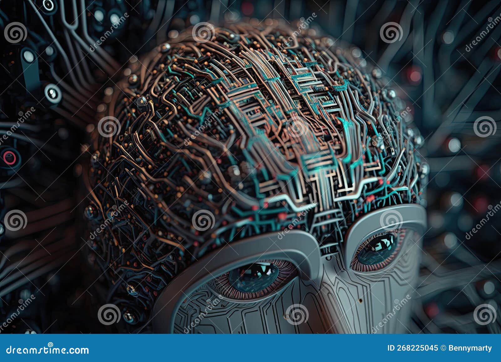 Neural Network of Electronic Brain Stock Illustration - Illustration of ...