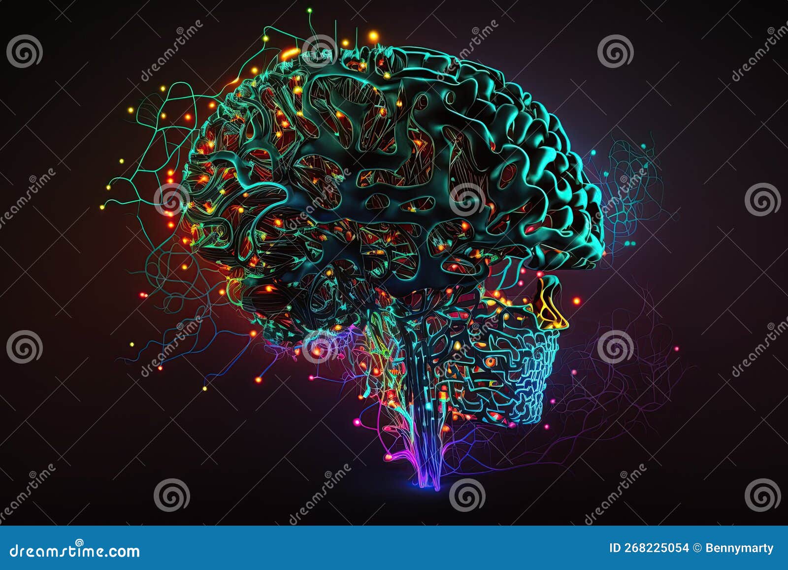 Electronic Brains In Glass Box Connected To Motherboard, Artificial ...