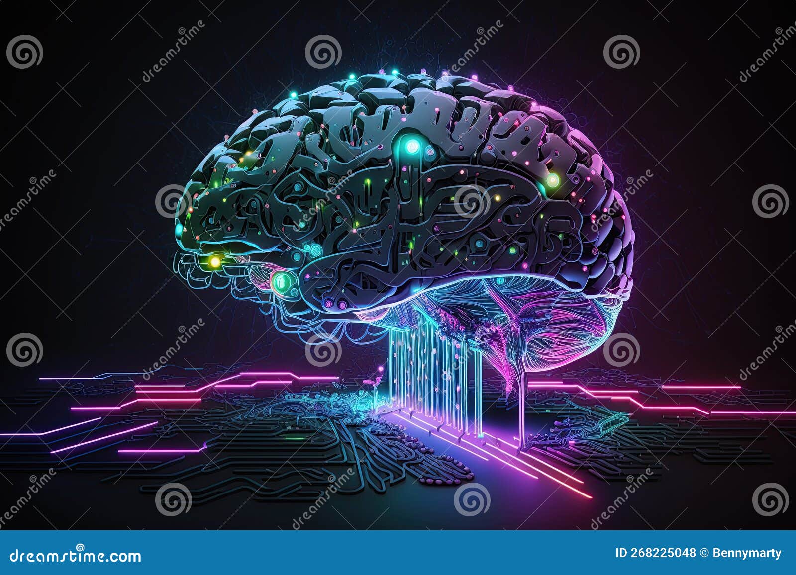 Neural Network of Electronic Brain Stock Illustration - Illustration of ...