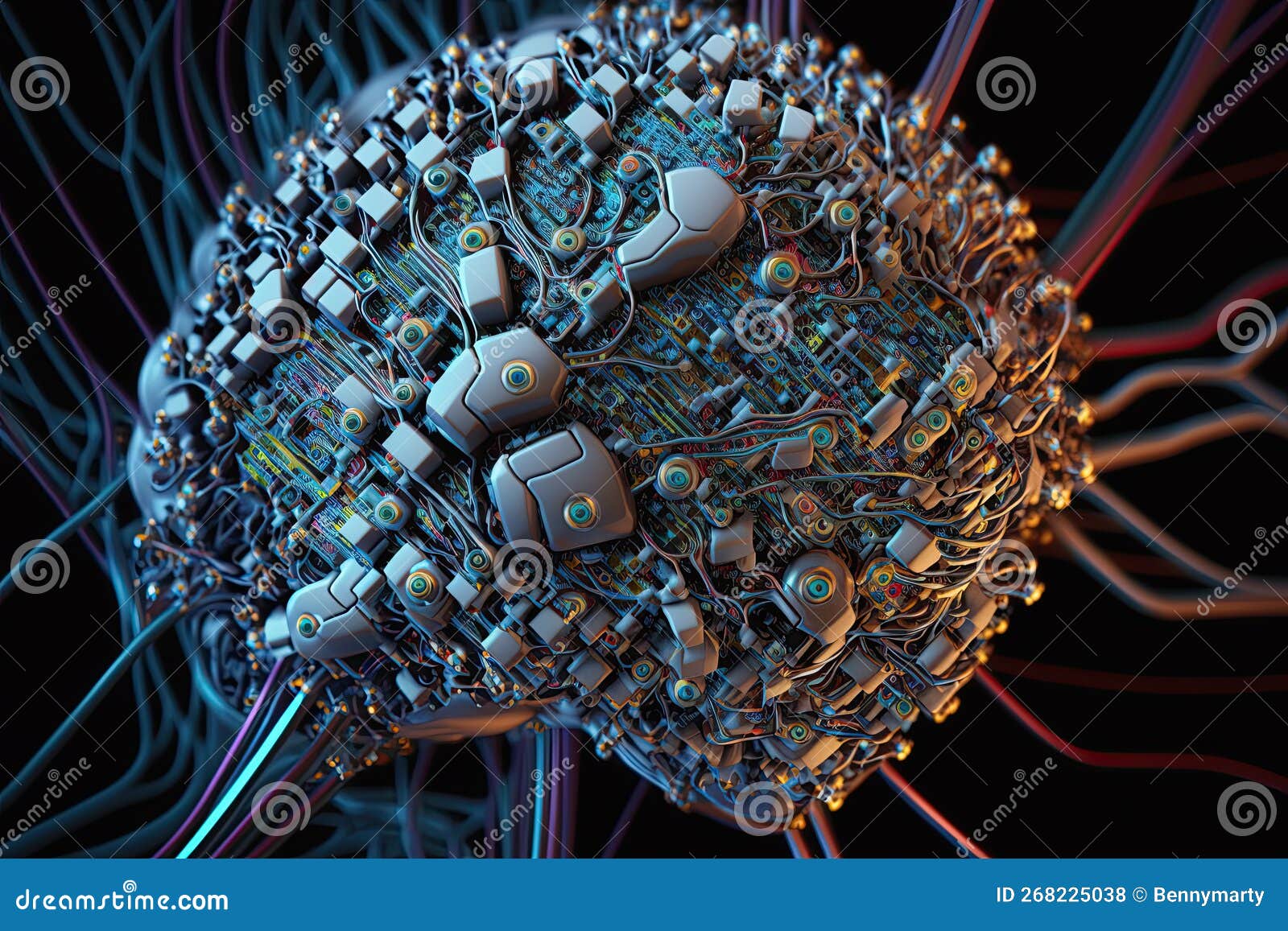 Neural Network of Electronic Brain Stock Illustration - Illustration of ...